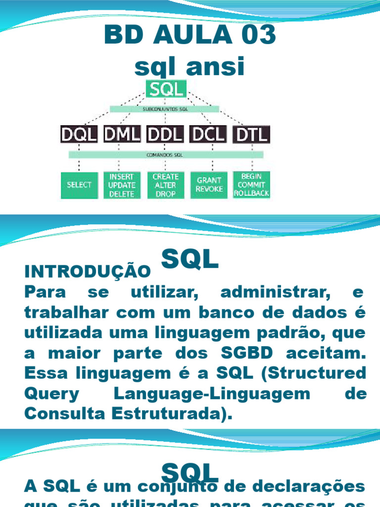 Comandos SQL para Manipulação de Dados | PDF | SQL | Tabela (banco de ...