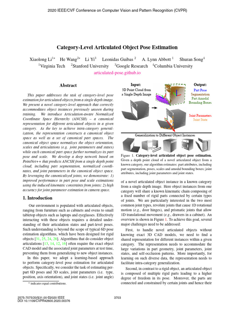 Category-Level Articulated Object Pose Estimation | PDF | Kinematics ...