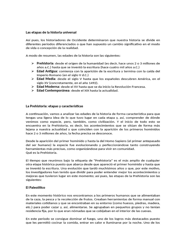 Las Etapas de La Historia Universal | PDF | Edades medias | Período ...