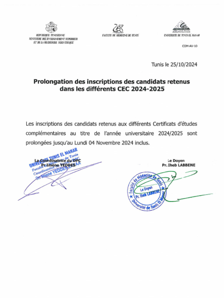 Prolongation Inscript° CEC | PDF