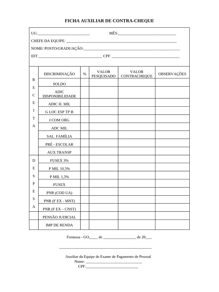 Ficha de Contra-Cheque Simplificada | PDF