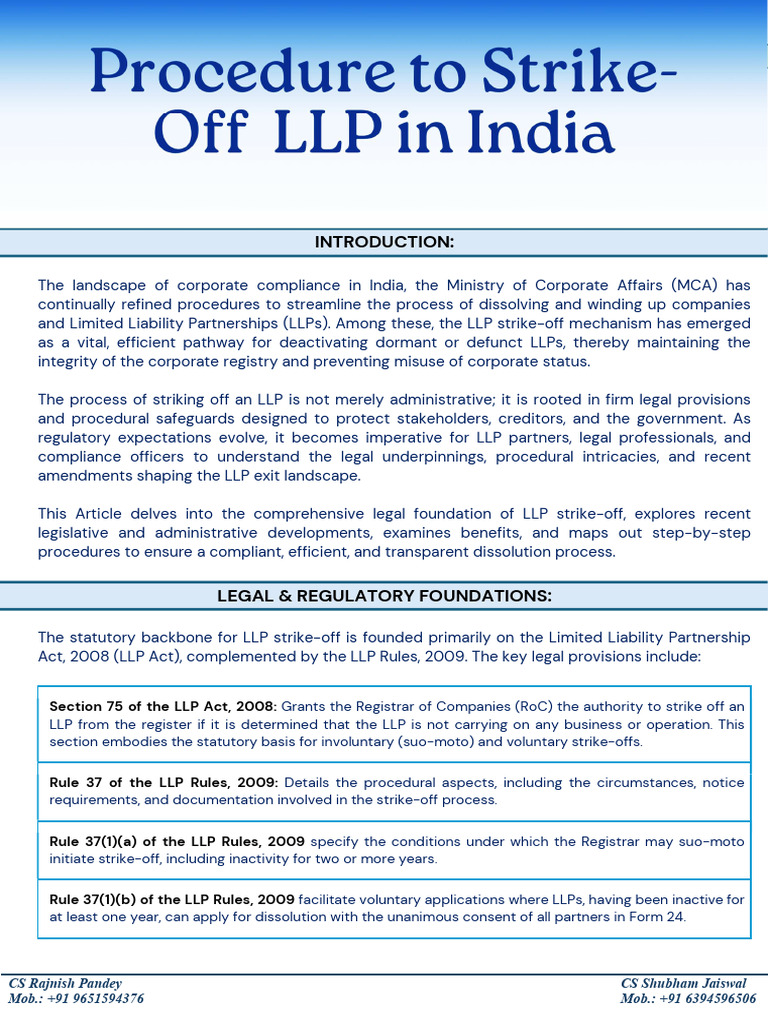 LLP Strike-Off Procedure in India | PDF | Limited Liability Partnership ...