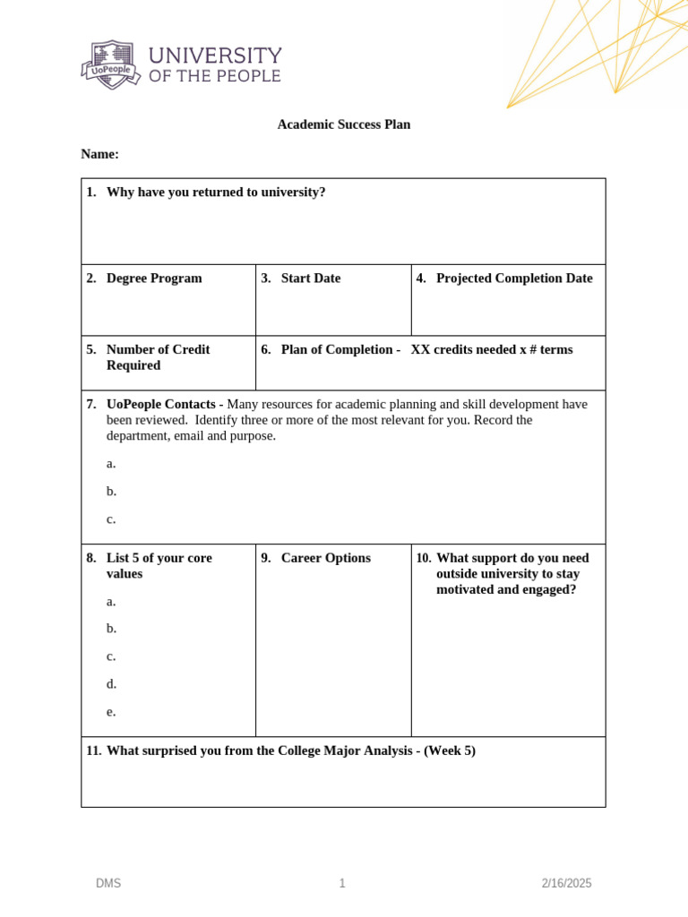 Academic Success Plan | PDF