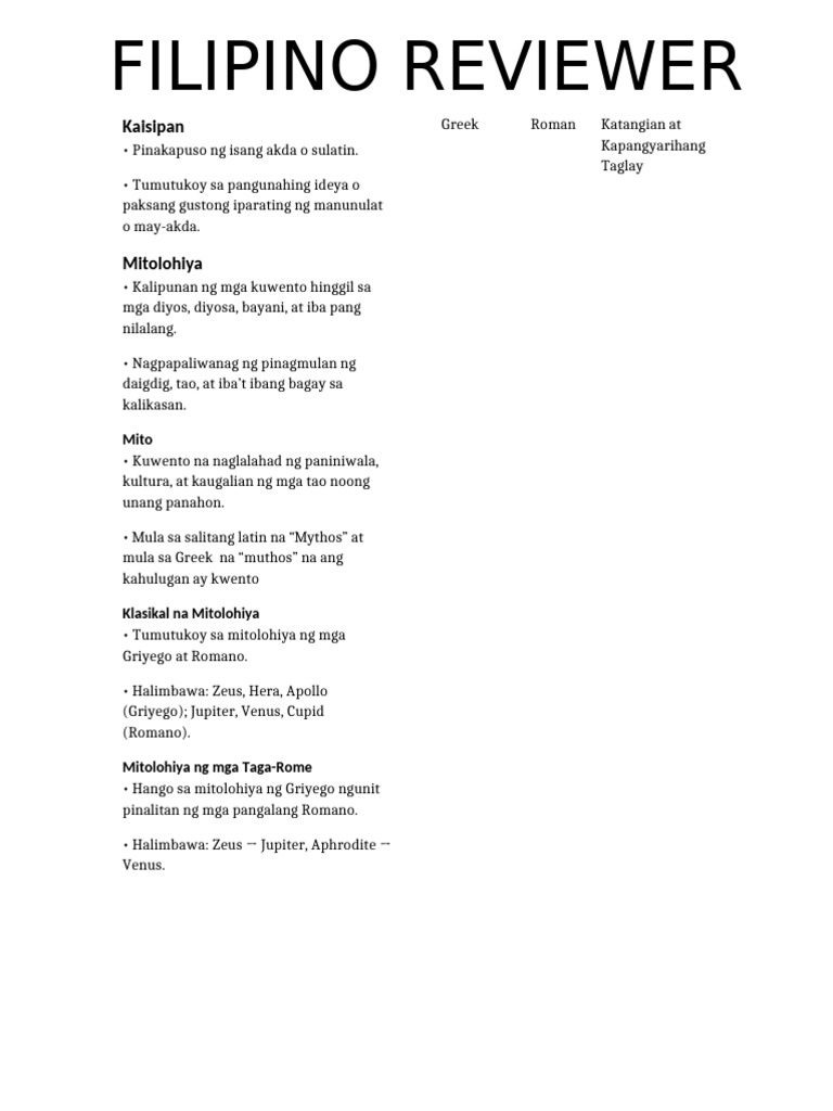 Filipino Reviewer | PDF