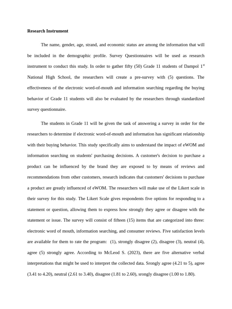 Research Instrument | PDF