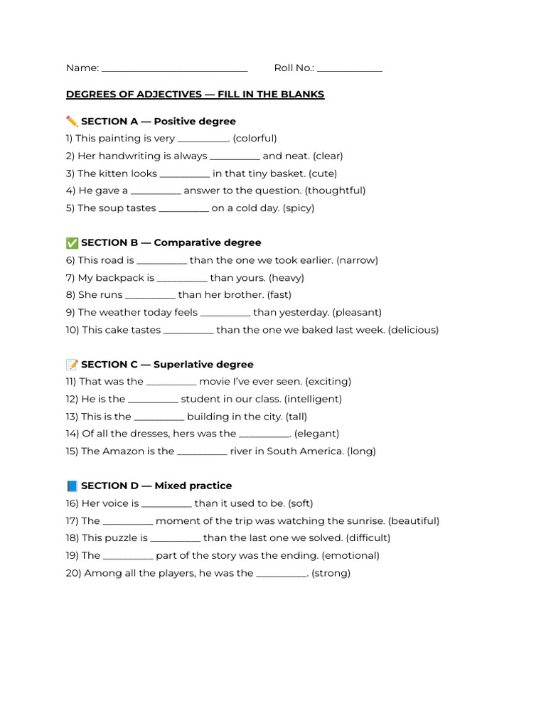 Degree of Adjectives | PDF