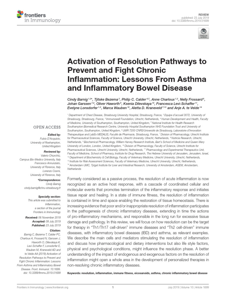 Activation of Resolution Pathways To Prevent and Fight Chronic ...