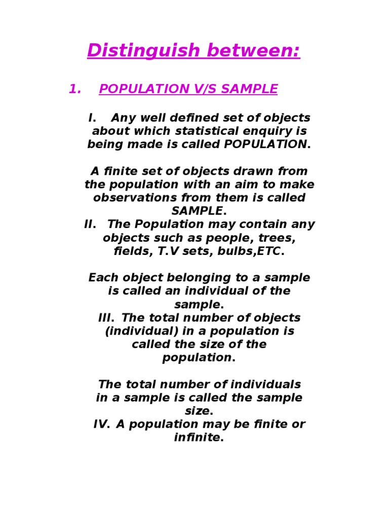 Population vs Sample Explained | PDF