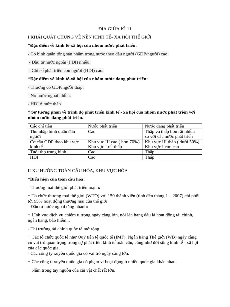 ĐỊA GIỮA KÌ 11 | PDF