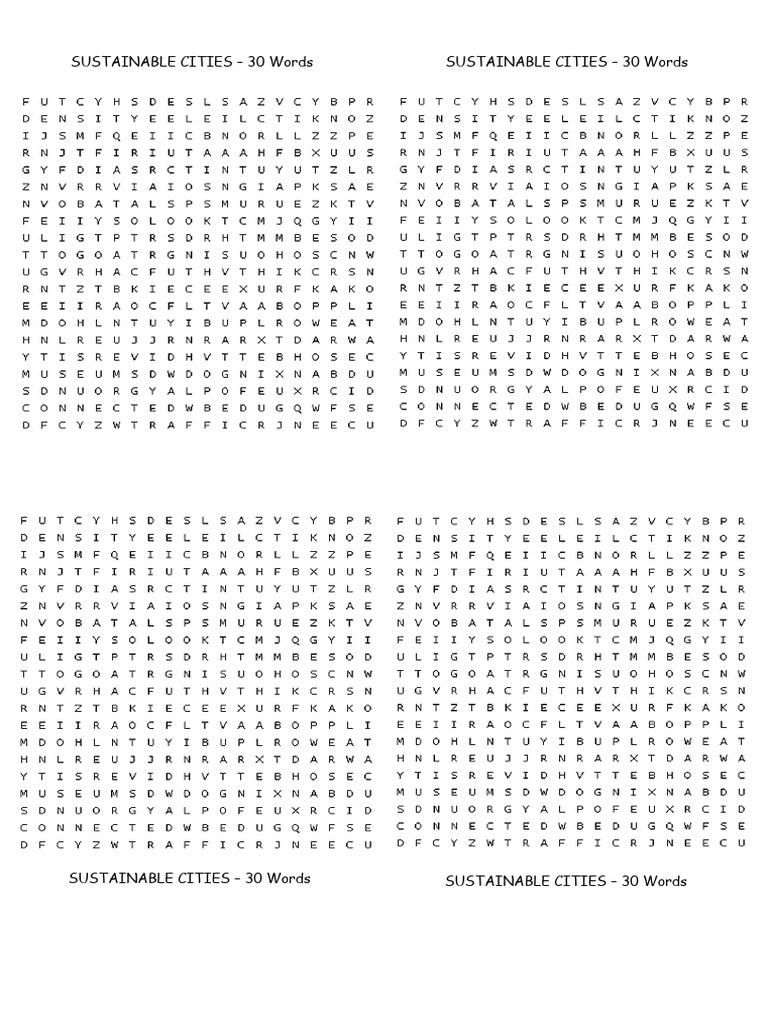 Sustianable Cities Wordsearch | PDF