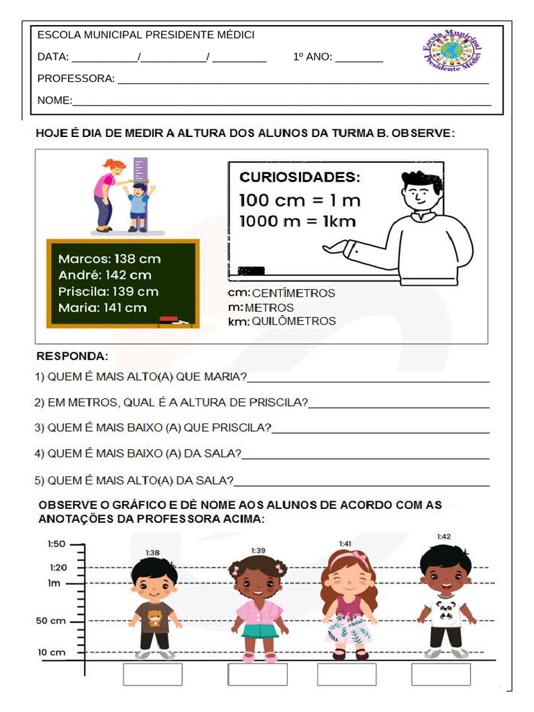 HOJE É DIA DE MEDIR A ALTURA DOS ALUNOS | PDF