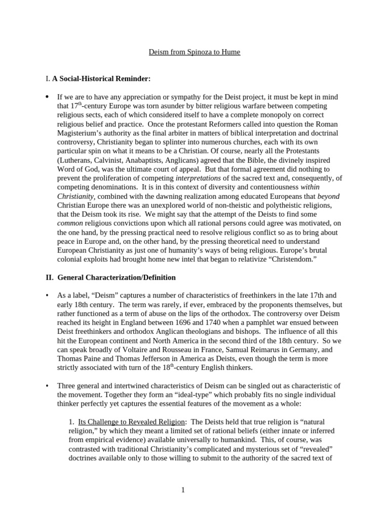 Deism From Spinoza To Hume | PDF | Deism | Revelation