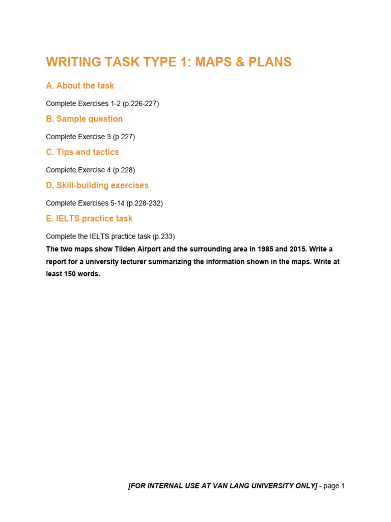 (Official) WRITING Type 1 - Maps and Plans | PDF | Grammar | Linguistics