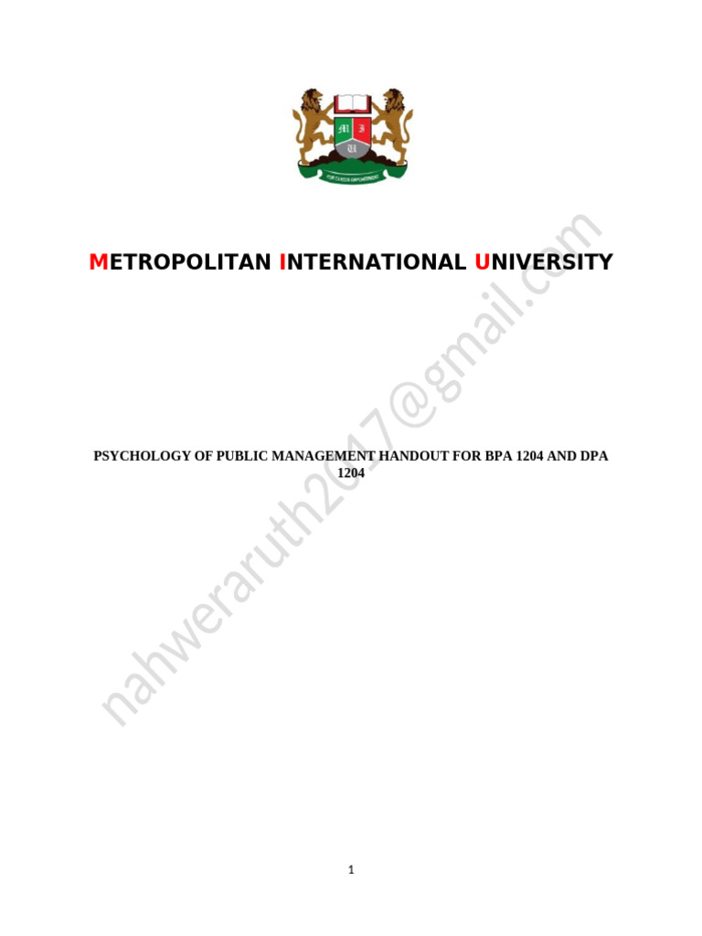 Psychology of Public Management Course | PDF | Motivation | Motivational