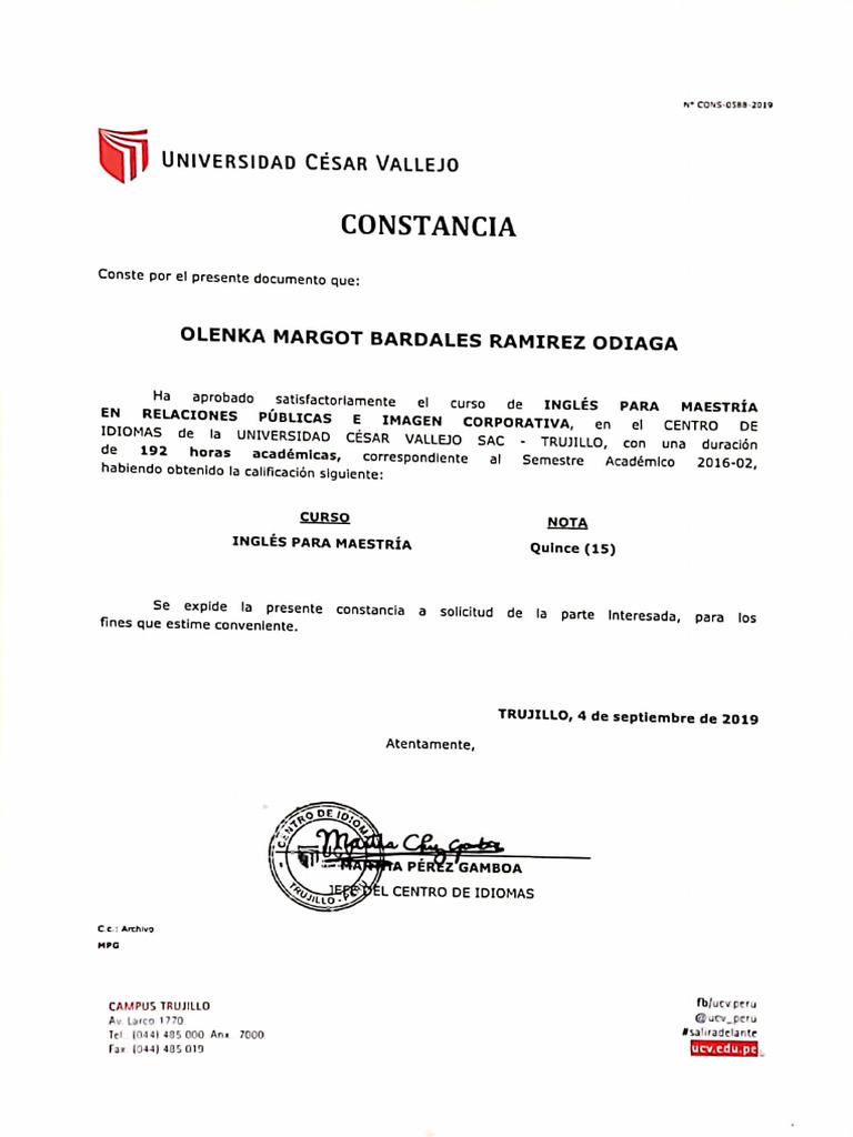 Constancia de Idiomas | PDF