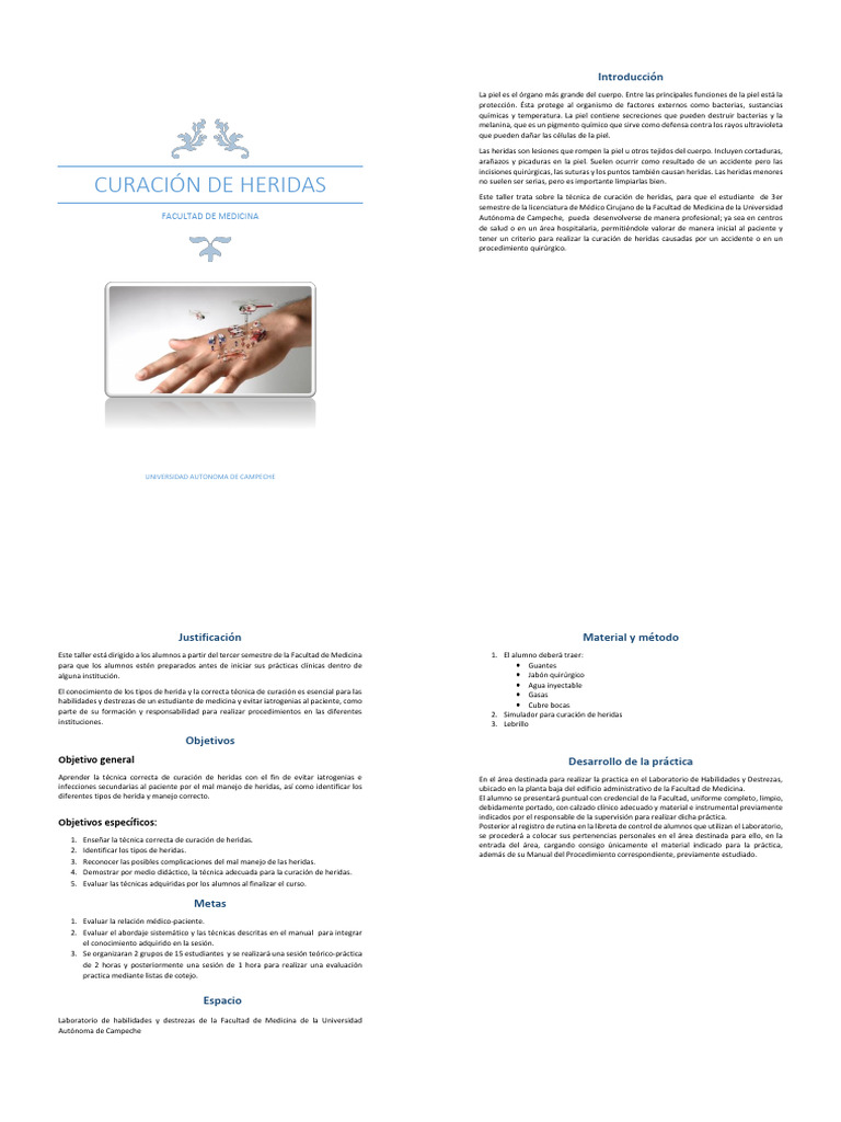 Técnicas de Curación de Heridas en Medicina | PDF | Herida | Curación