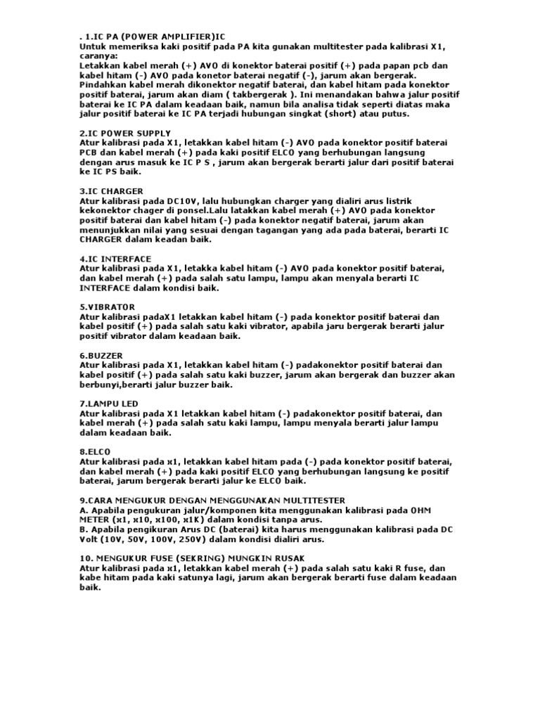 Cek Komponen Menggunakan Multi Tester | PDF