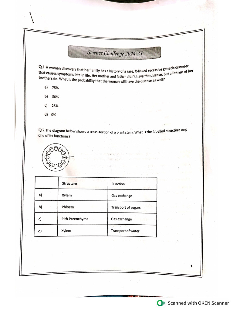 Previous Year CBSE SCIENCE CHALLENGE QP | PDF