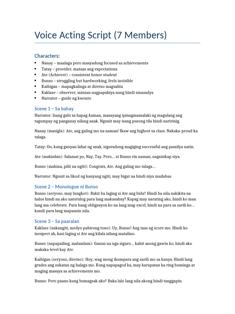 Voice Acting Script | PDF