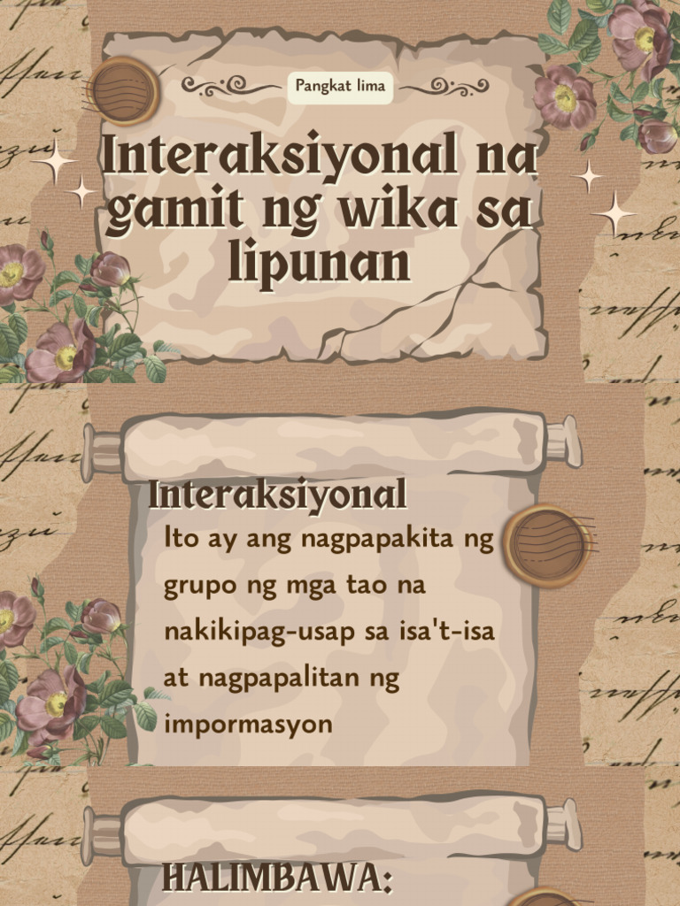 Interaksiyonal Na Gamit NG Wika Sa Lipunan | PDF
