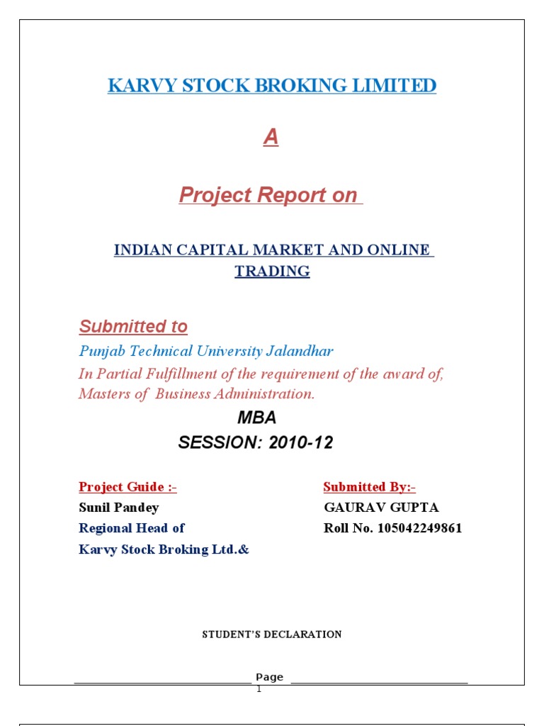 A Project Report On Online Trading Final | PDF | Stocks | Securities ...