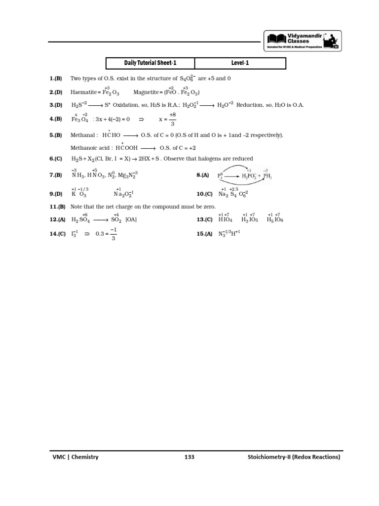 Stoichiometry-II Solution DTS-1 | PDF