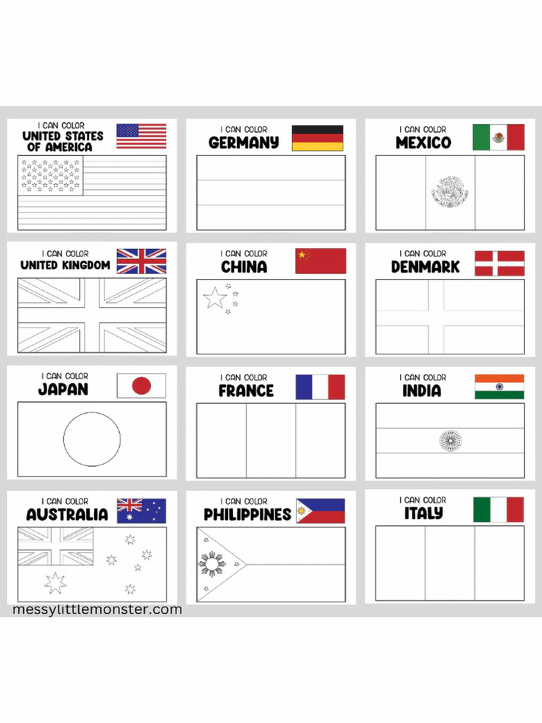 Flags Coloring A4 | PDF
