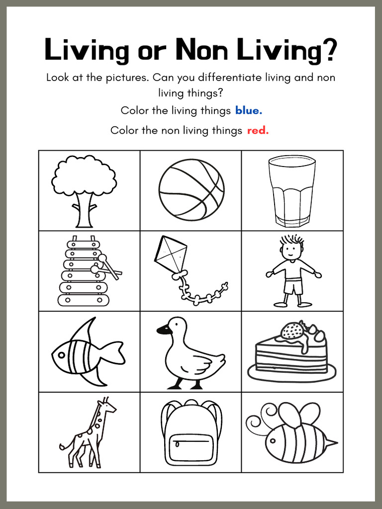 Living or Non Living Kindergarten Science Worksheet in Grey Minimalist ...