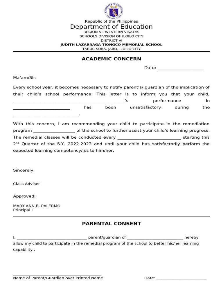 Remedial Class Notification Letter | PDF