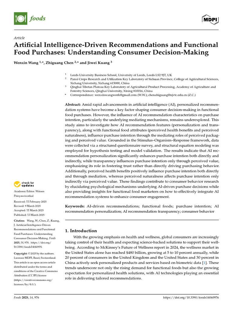 Artificial Intelligence-Driven Recommendations and | PDF | Behavior | Artificial Intelligence