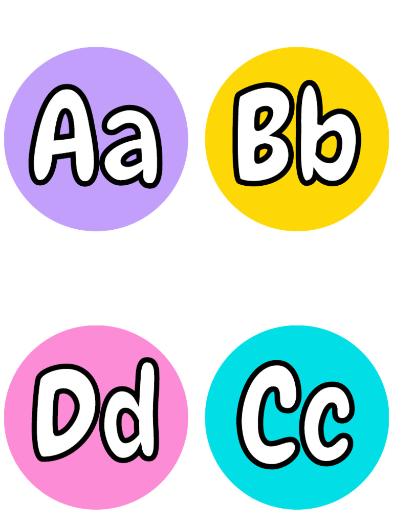 Alphabet Letters A-Z Circle Flashcards in Colorful Simple Style | PDF
