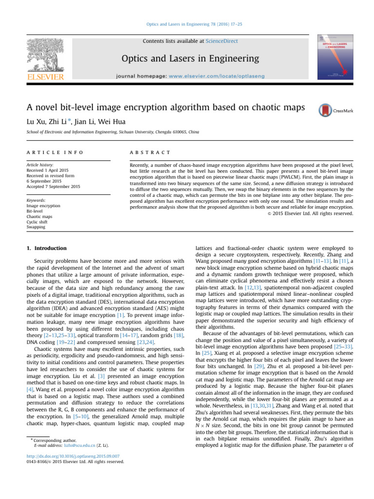 A Novel Bit-Level Image Encryption Algorithm Based On Chaotic Maps ...