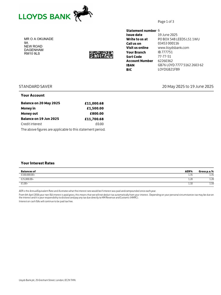 Savings Account Statement - 250716 - 154849 | PDF | Cash | Interest