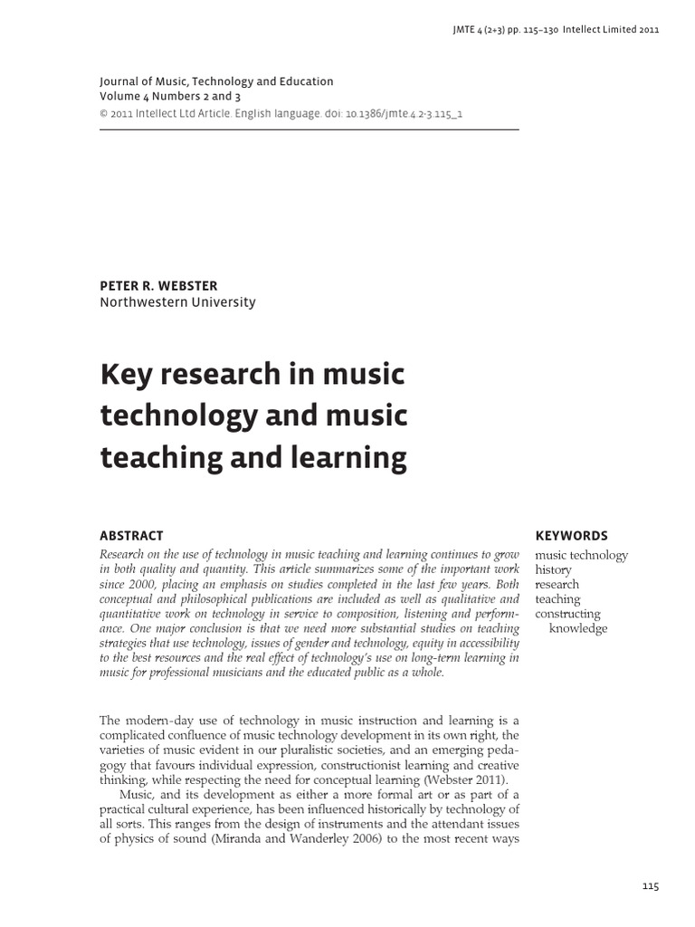 Key Research in Music Technology | PDF | Learning | Constructivism ...