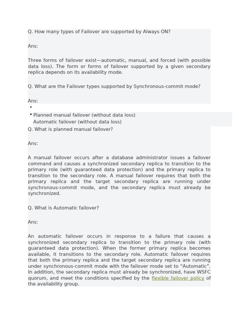 Flexible Failover Policy | PDF