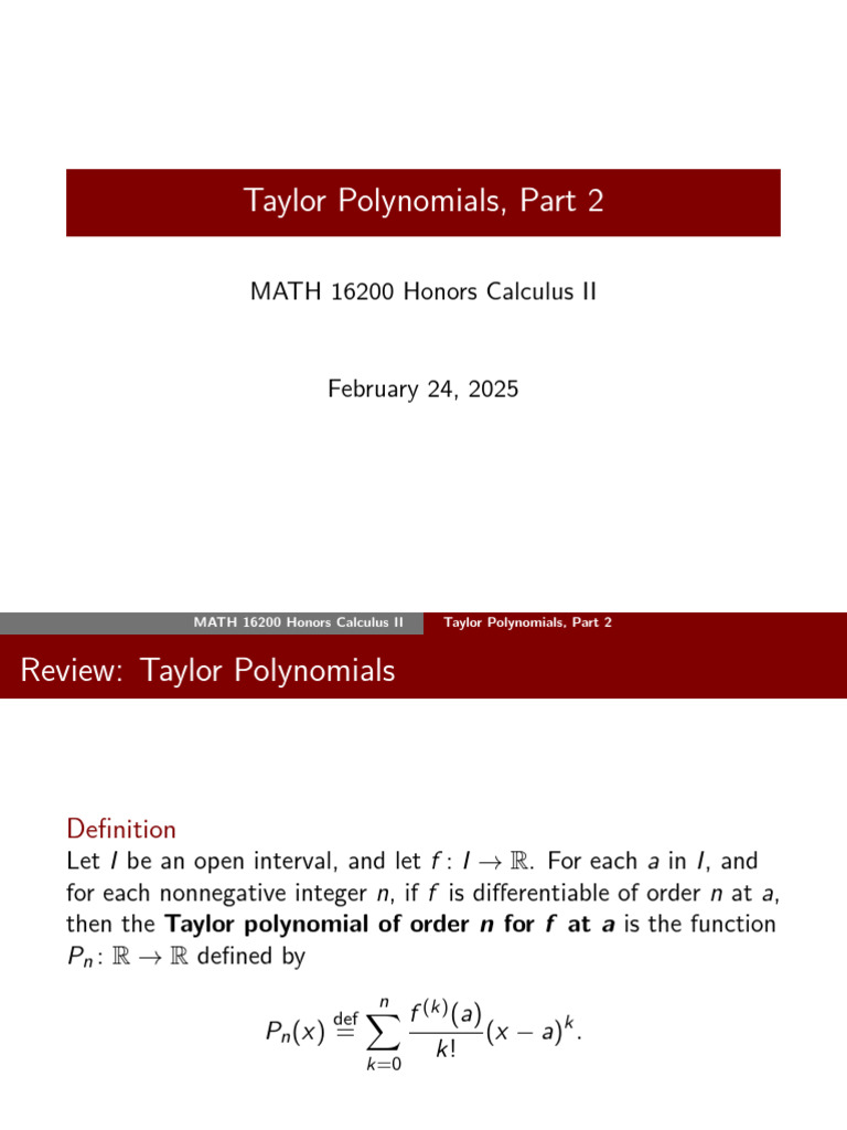 Understanding Taylor Polynomials in Depth | PDF | Polynomial | Natural ...