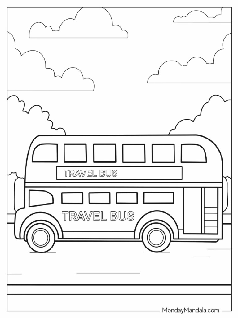 Coloring Page of Double Decker Bus | PDF