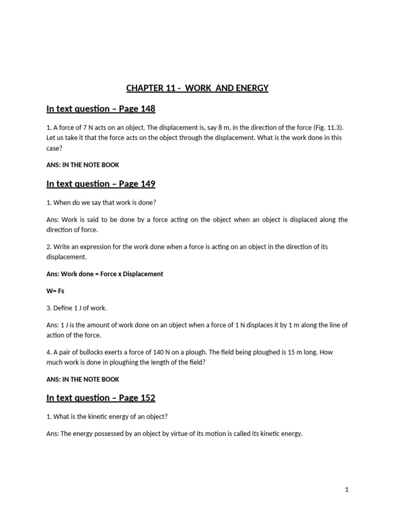 Work and Energy Notes | PDF | Force | Potential Energy