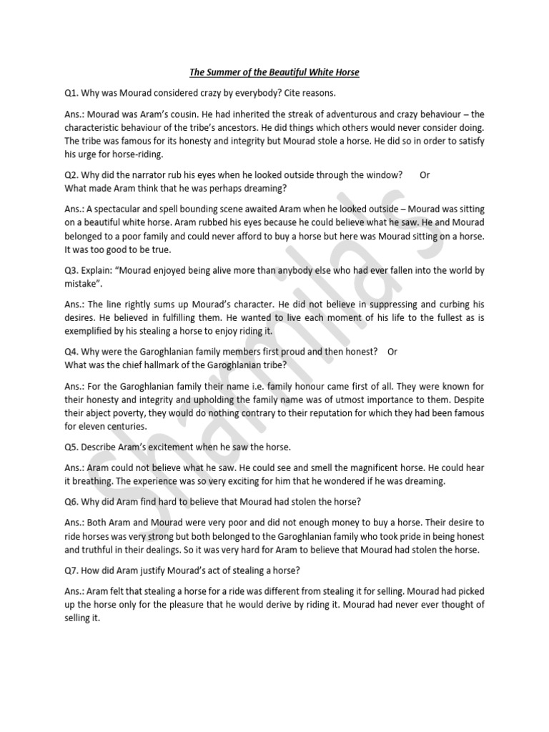 The Summer of The Beautiful White Horse | PDF