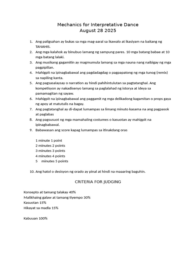 2025 Mechanics Interpretative Dance | PDF