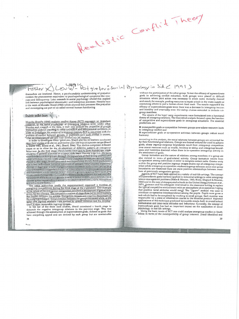 Realistic Conflict Theory | PDF