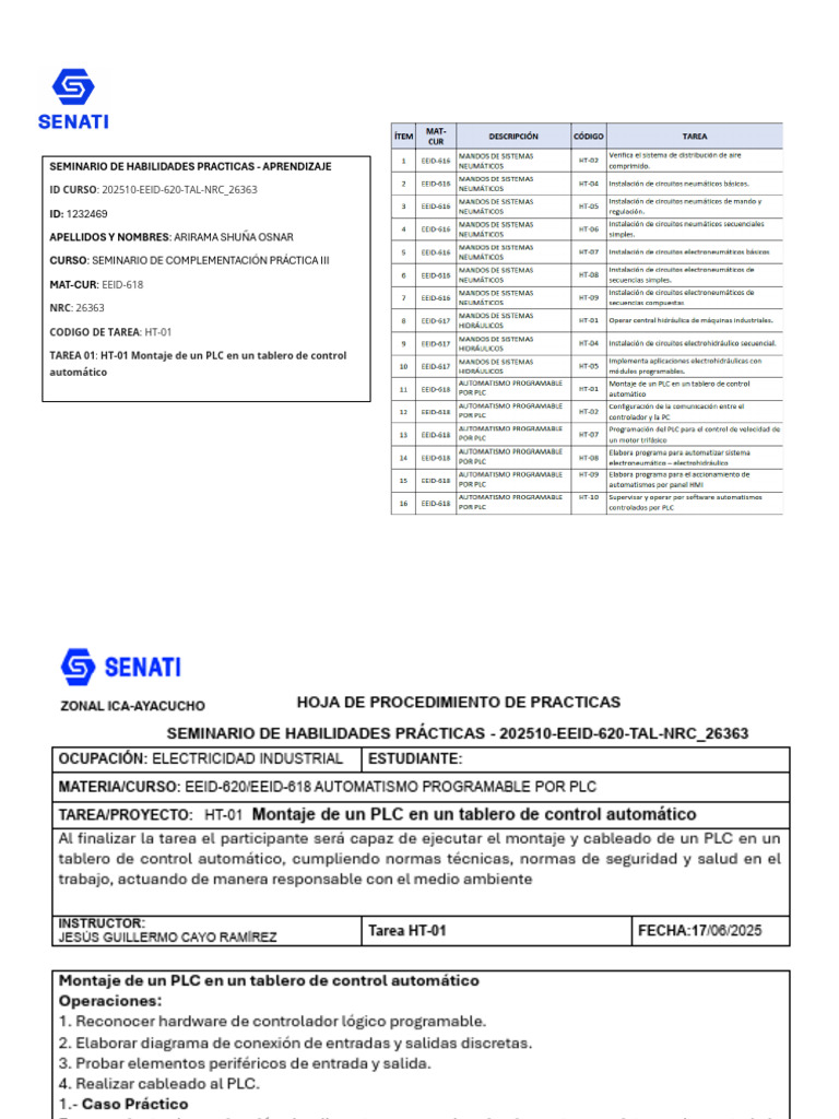 Tarea 11 - HT-01 Montaje de Un PLC EnARIRAMA | PDF | Controlador lógico programable | Scada