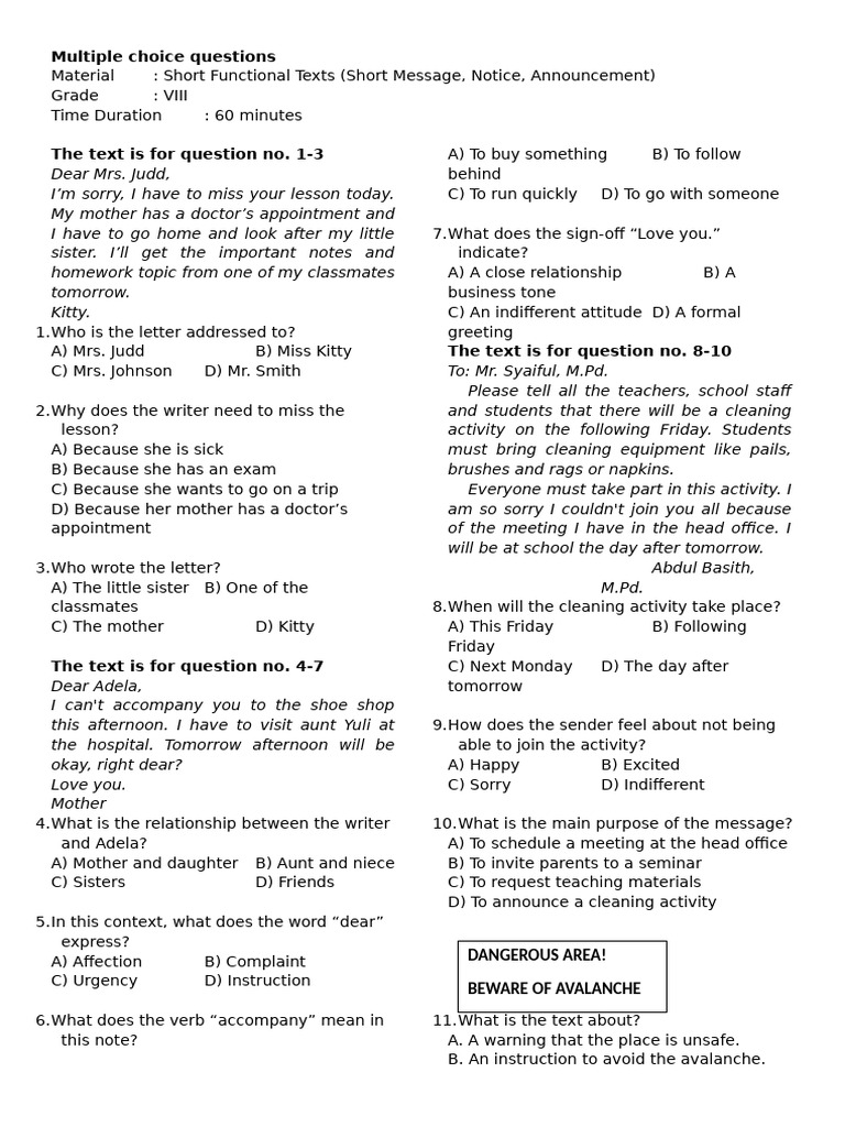 Grade VIII Functional Texts Quiz | PDF | Recycling