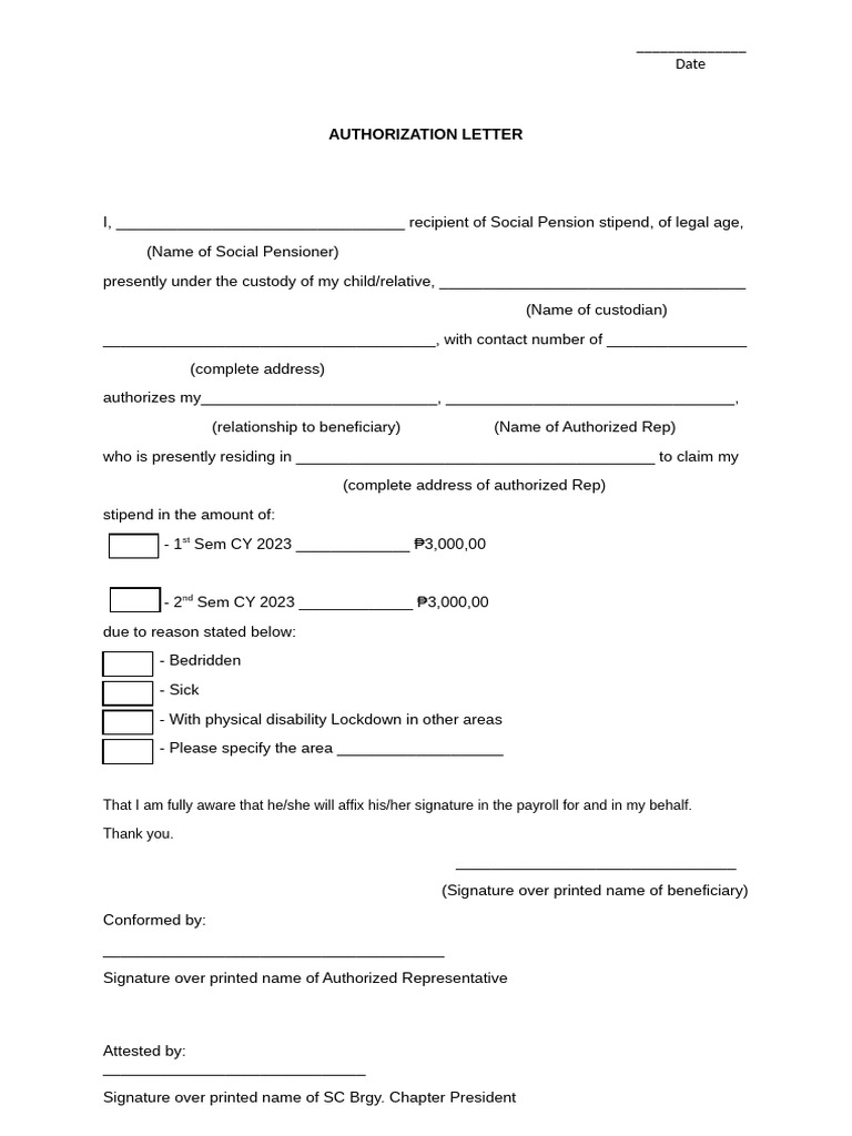 Authorization Letter Senior C | PDF