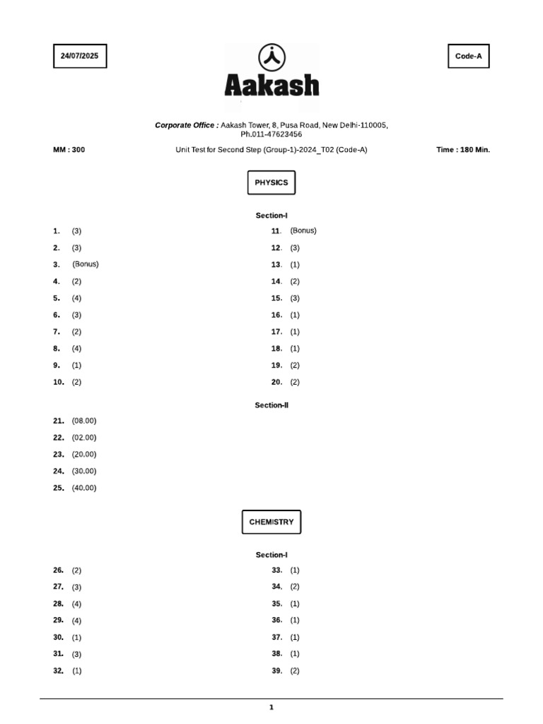 Unit Test-02 Key | PDF