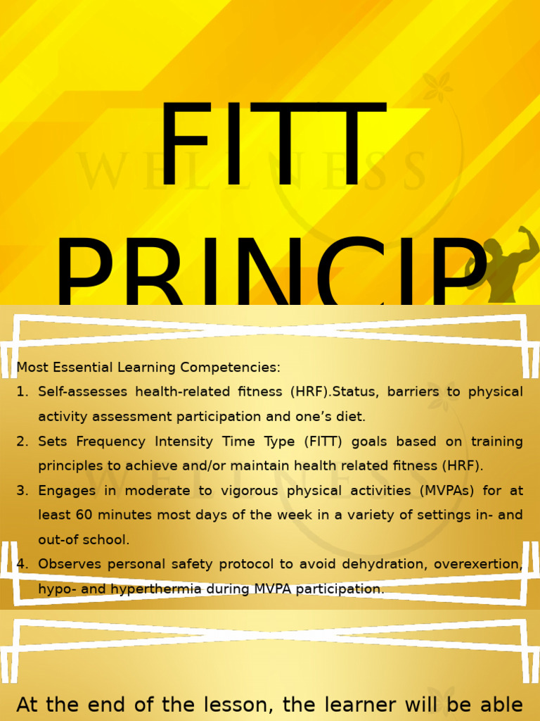 Lesson 4 Fitt Principle | PDF | Strength Training | Physical Fitness