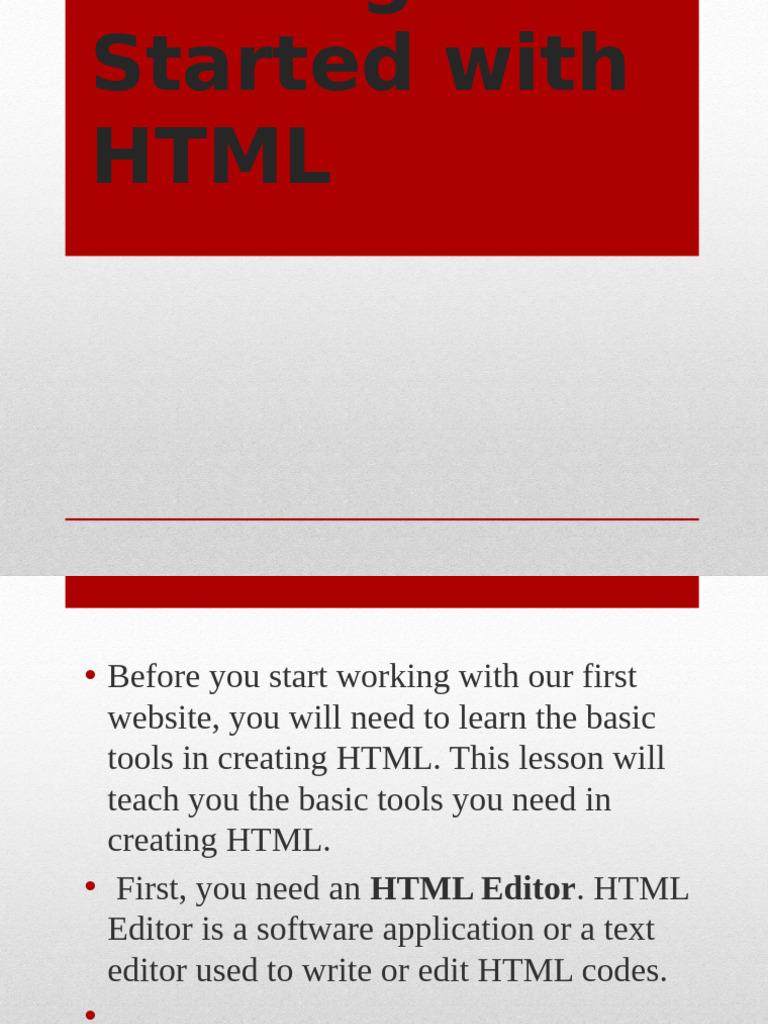Lesson 2 Getting Started With HTML | PDF | Html | World Wide Web