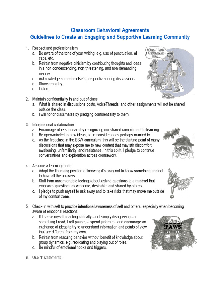 SOWK 1300 Classroom Behavioral Agreements | PDF | Empathy | Psychology