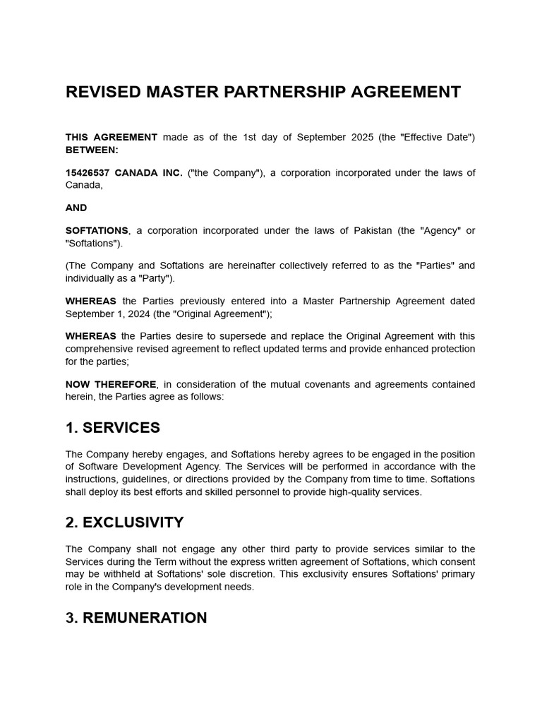 Proposed Revised Master Partnership Agreement | PDF | Indemnity | Business
