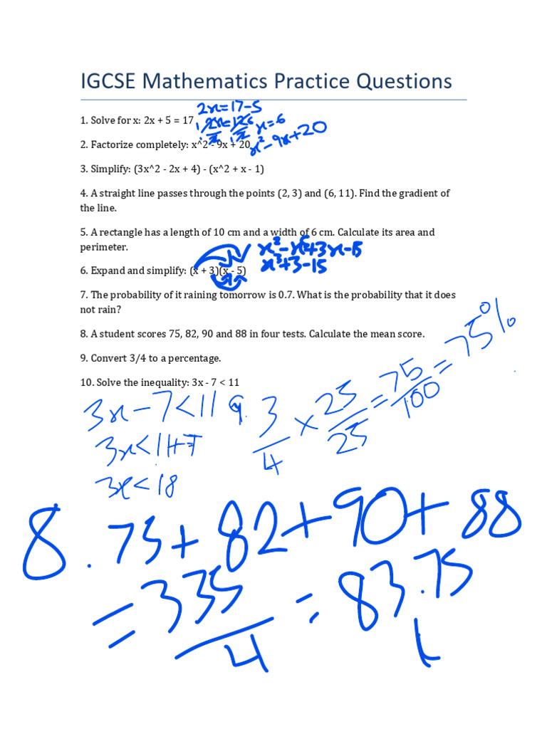 IGCSE Math Practice Questions | PDF